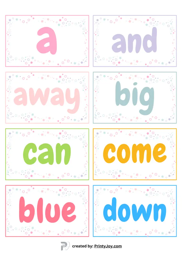 Pre Primer Sight Words FlashCards PDF