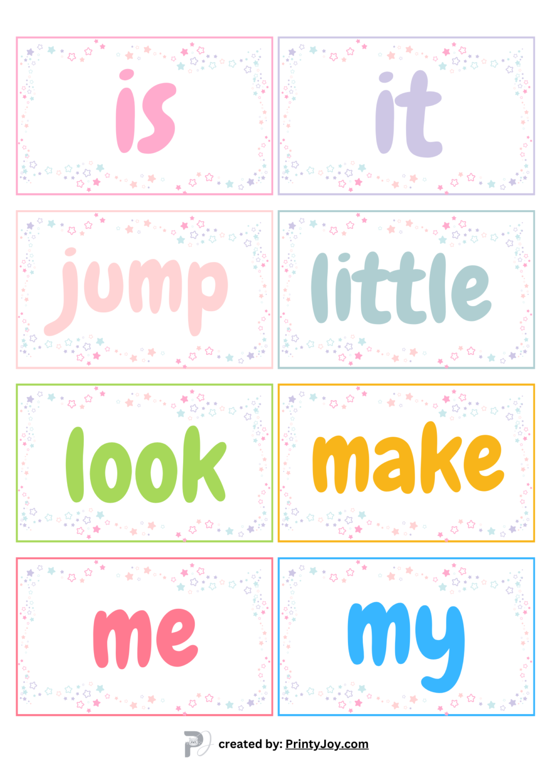 Pre Primer Sight Words FlashCards PDF