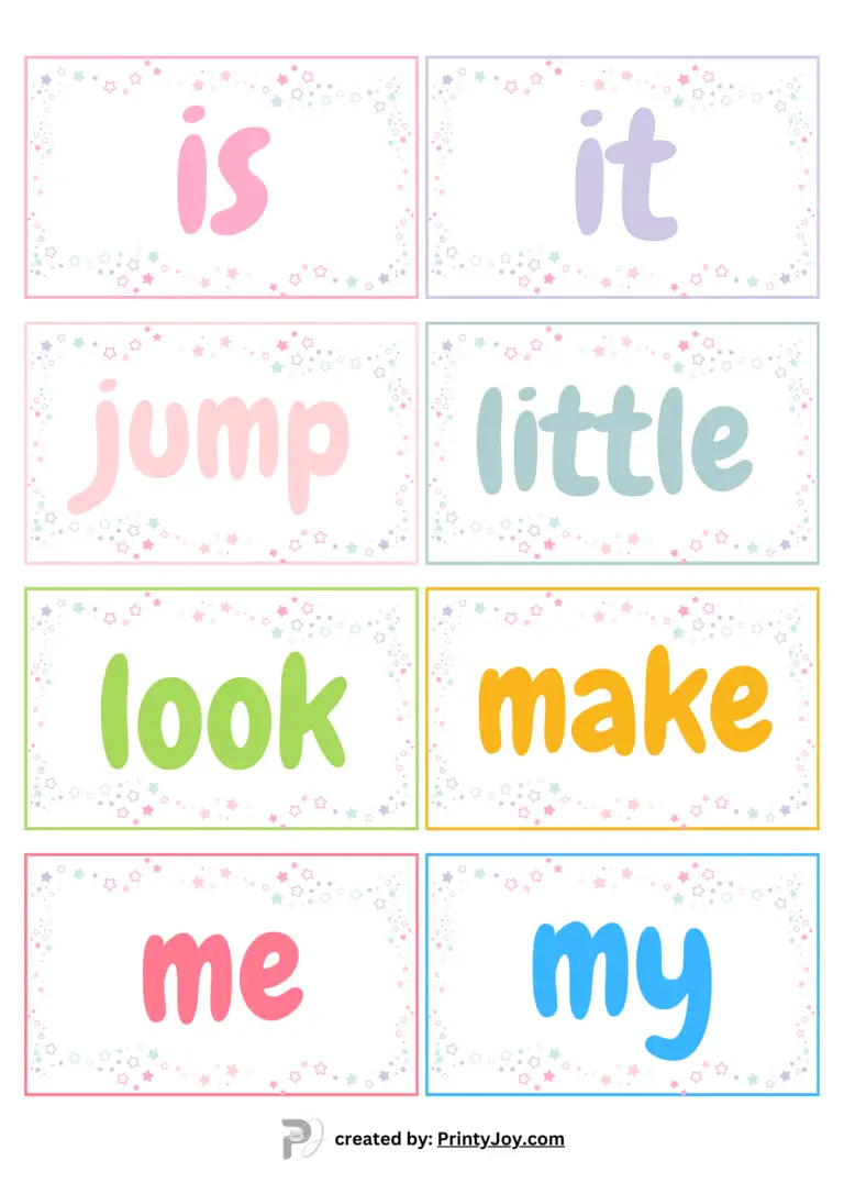 Pre Primer Sight Words FlashCards PDF