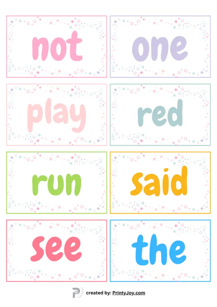 Pre Primer Sight Words FlashCards PDF