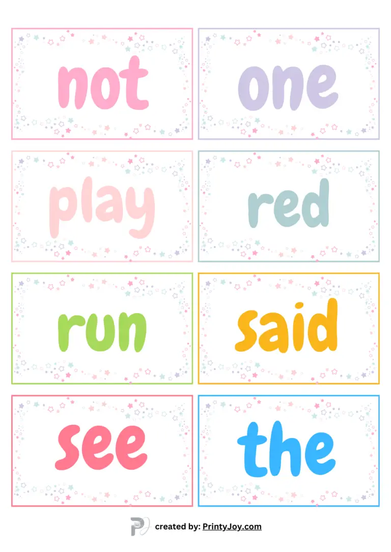 Pre Primer Sight Words FlashCards PDF