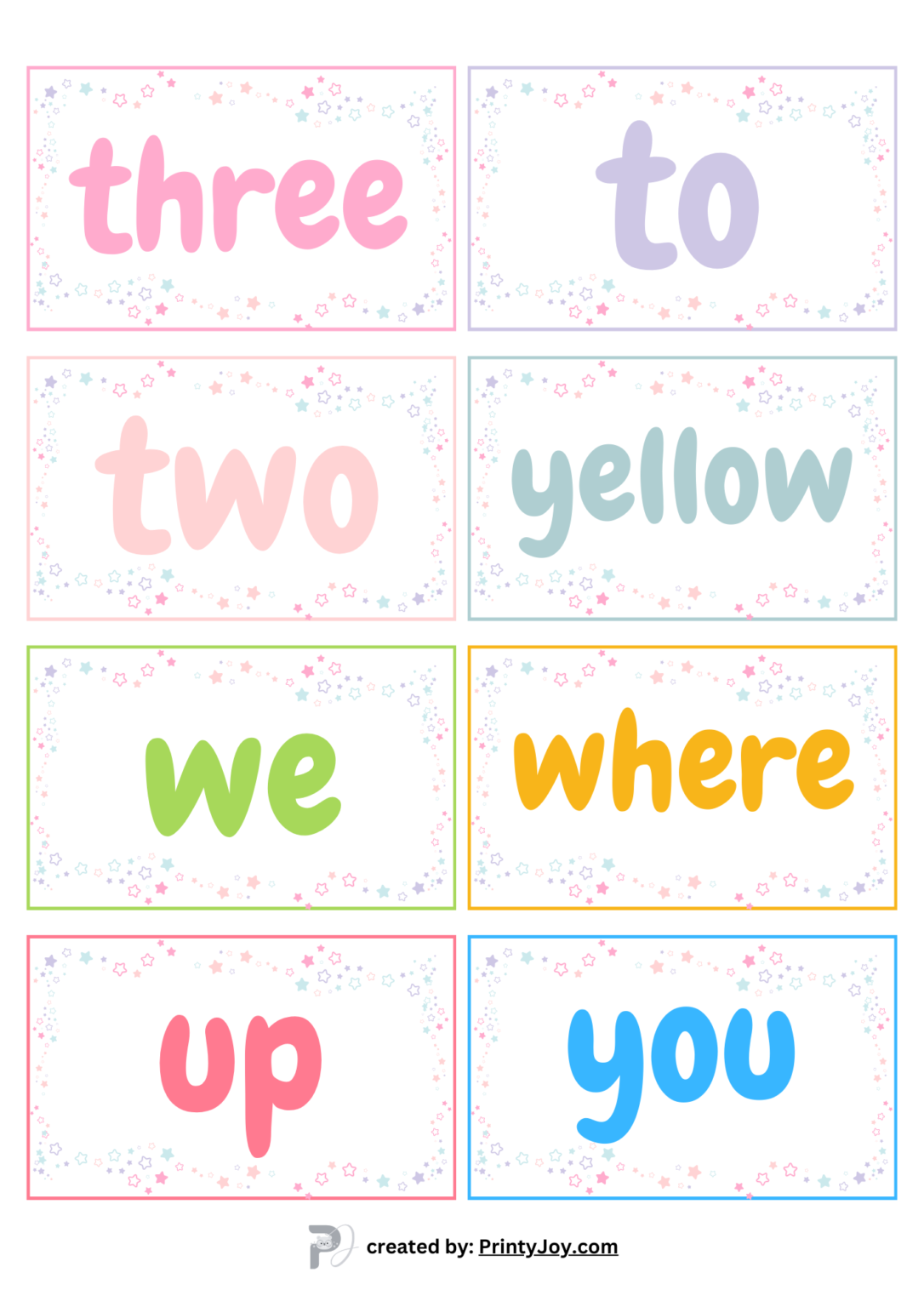 Pre Primer Sight Words FlashCards PDF