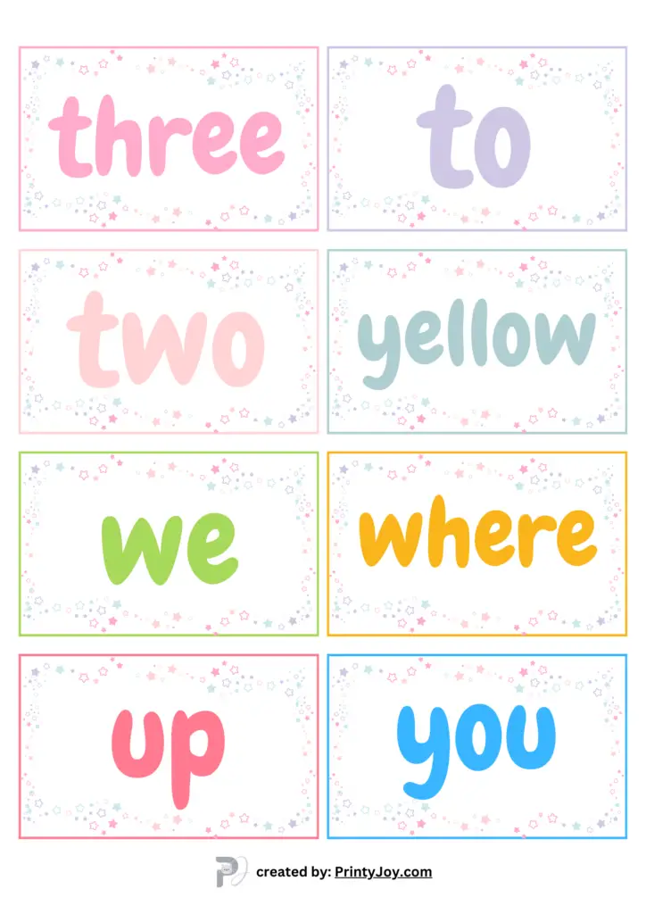 Pre Primer Sight Words FlashCards PDF