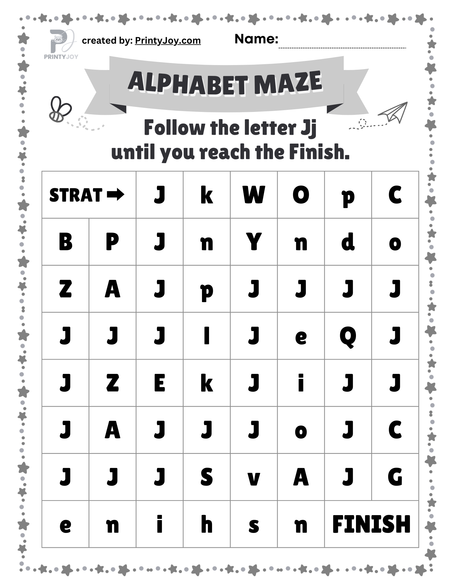 Alphabet Maze Worksheets For Kids Free Printables