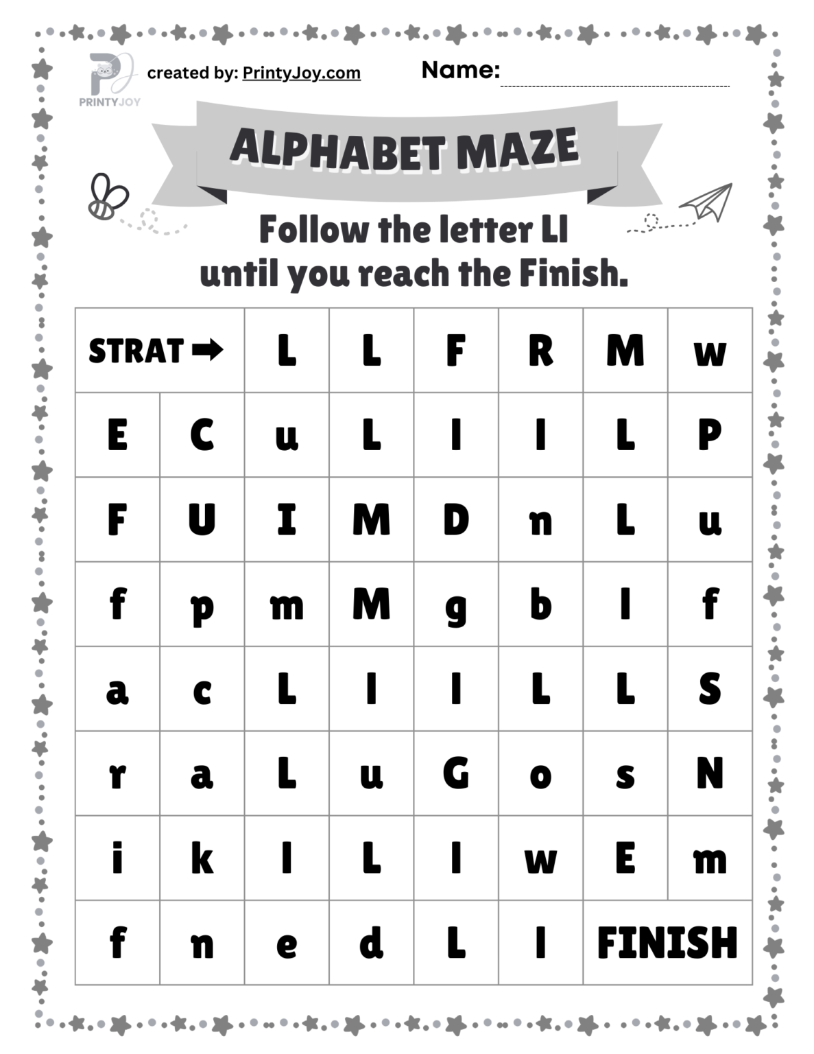 Alphabet Maze Worksheets For Kids Free Printables