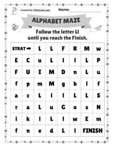 Alphabet Maze Worksheets For Kids Free Printables