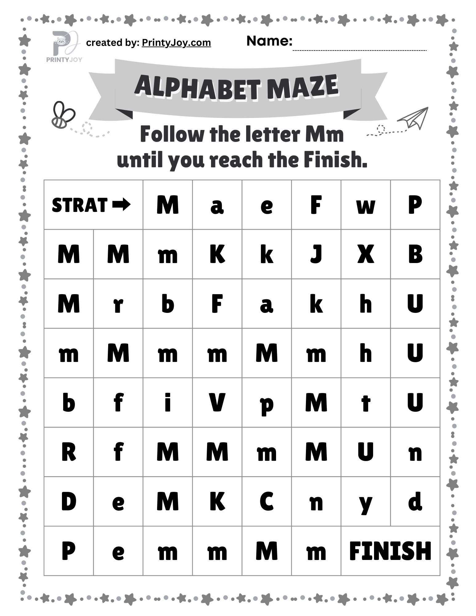 Alphabet Maze Worksheets For Kids Free Printables