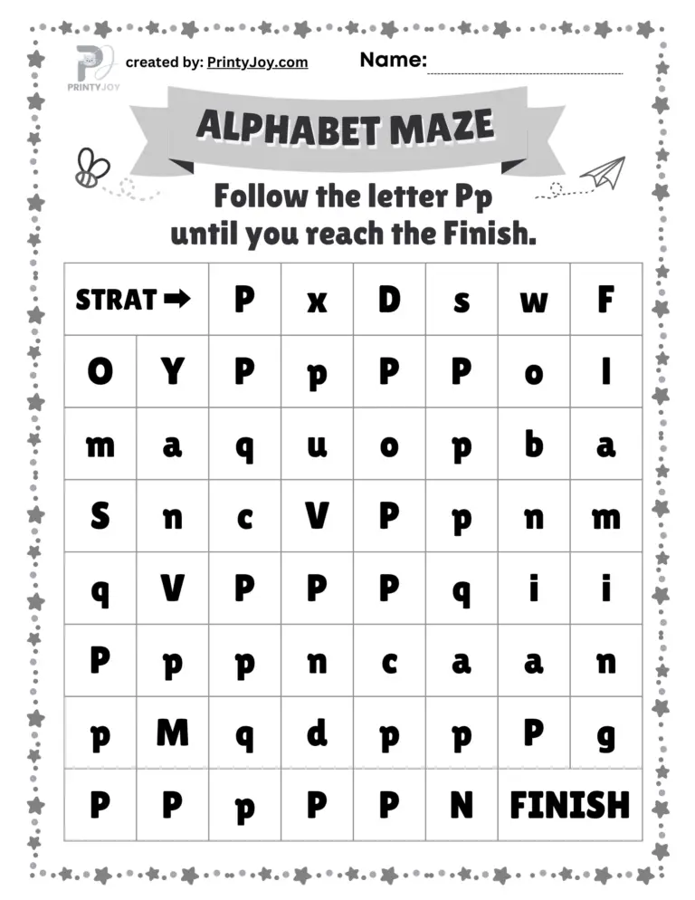 Alphabet Maze Worksheets For Kids Free Printables