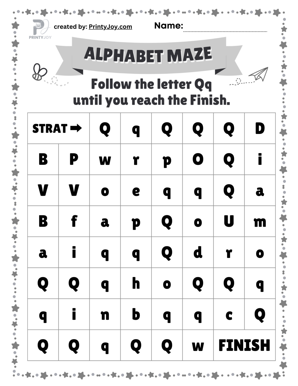 Alphabet Maze Worksheets For Kids Free Printables
