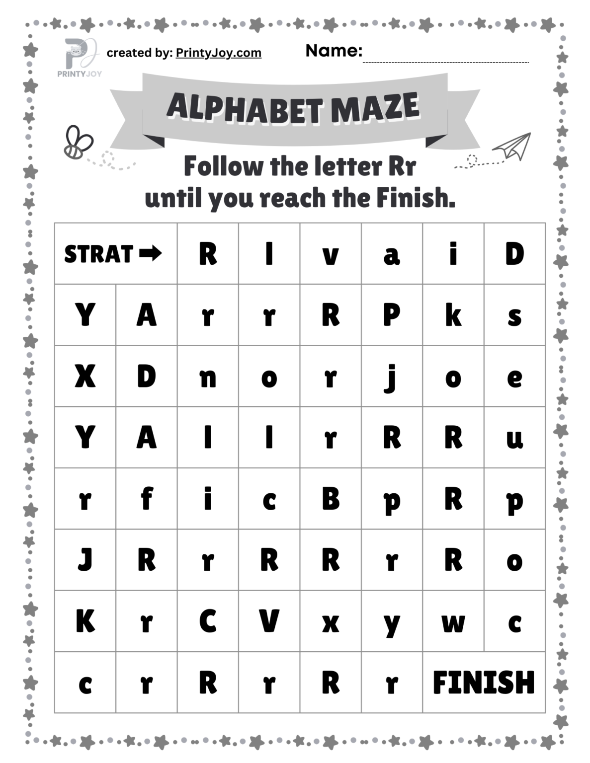 Alphabet Maze Worksheets For Kids Free Printables