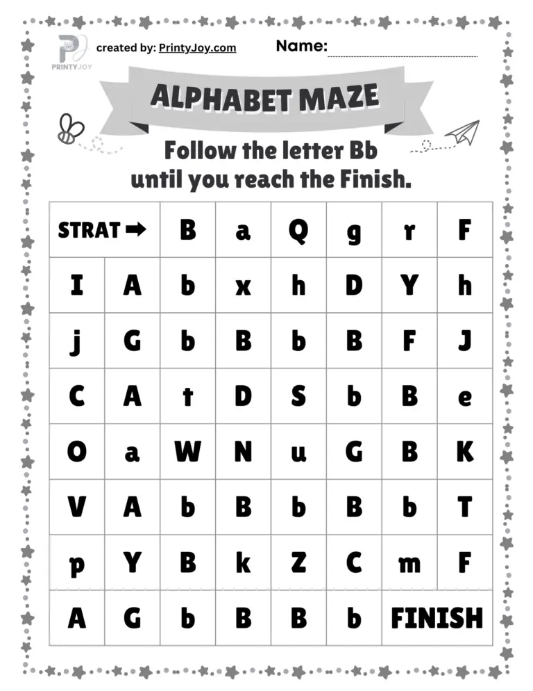 Alphabet Maze Worksheets For Kids Free Printables