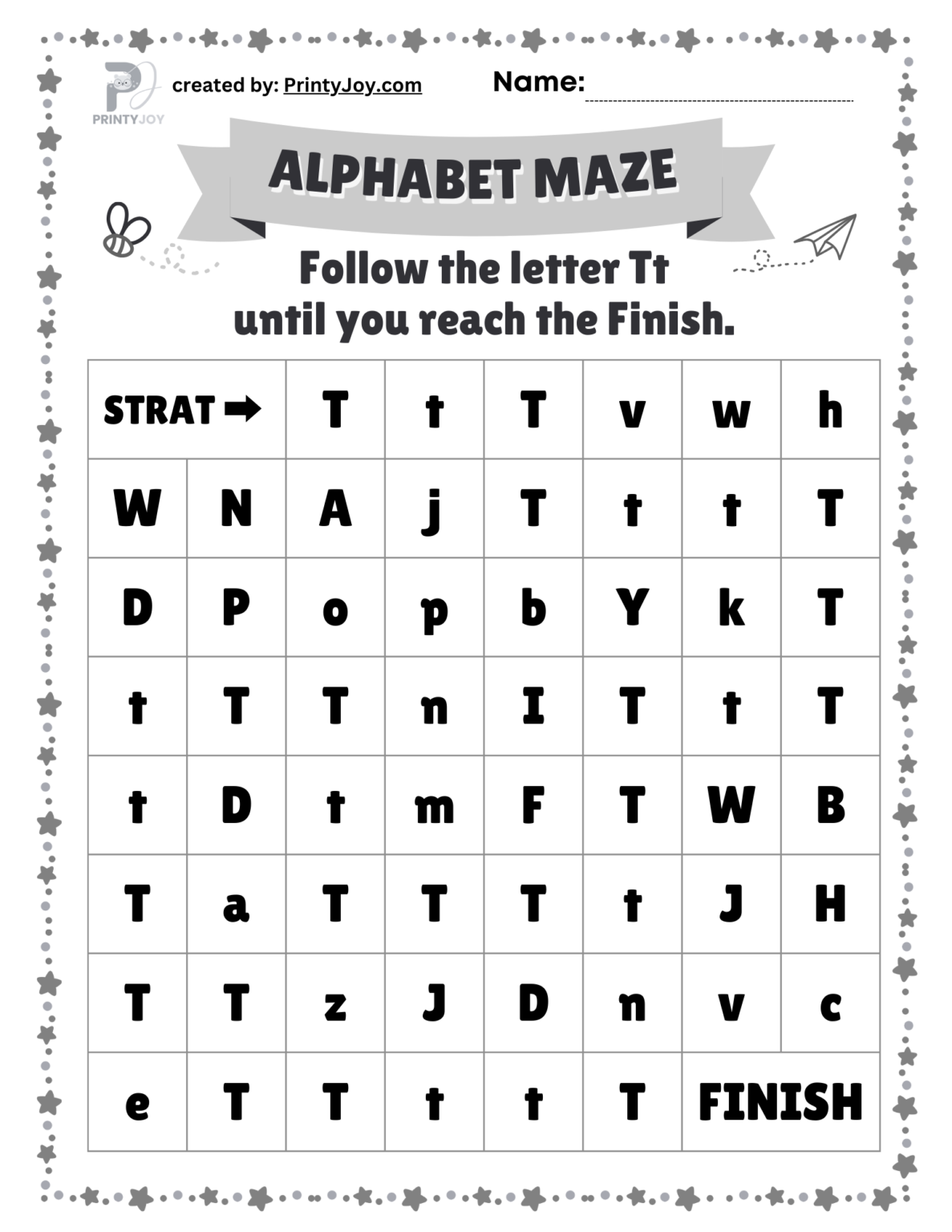 Alphabet Maze Worksheets For Kids Free Printables