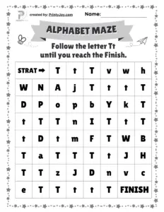 Alphabet Maze Worksheets For Kids Free Printables