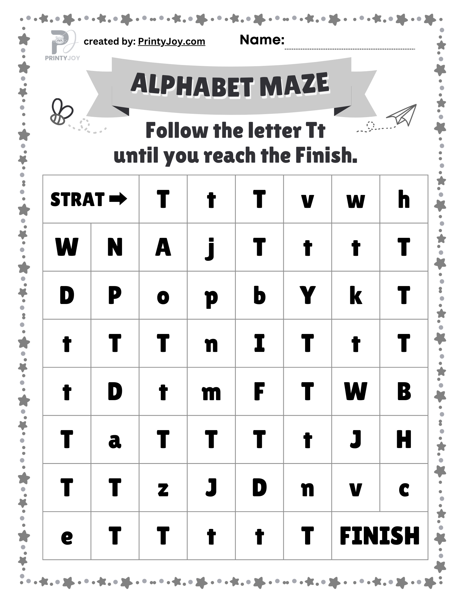 Alphabet Maze Worksheets For Kids Free Printables