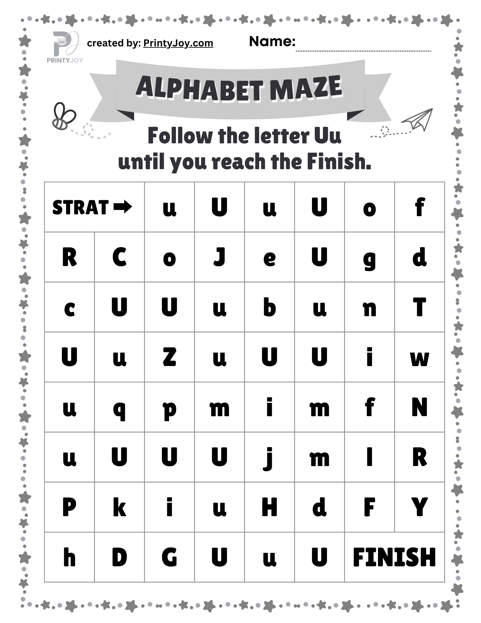 Alphabet Maze Worksheets For Kids Free Printables