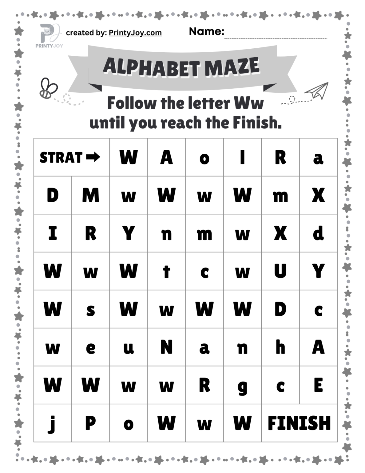 Alphabet Maze Worksheets For Kids Free Printables