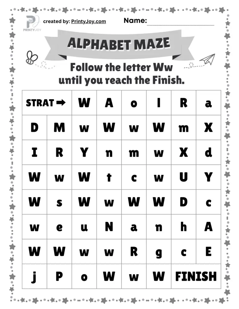 Alphabet Maze Worksheets For Kids Free Printables