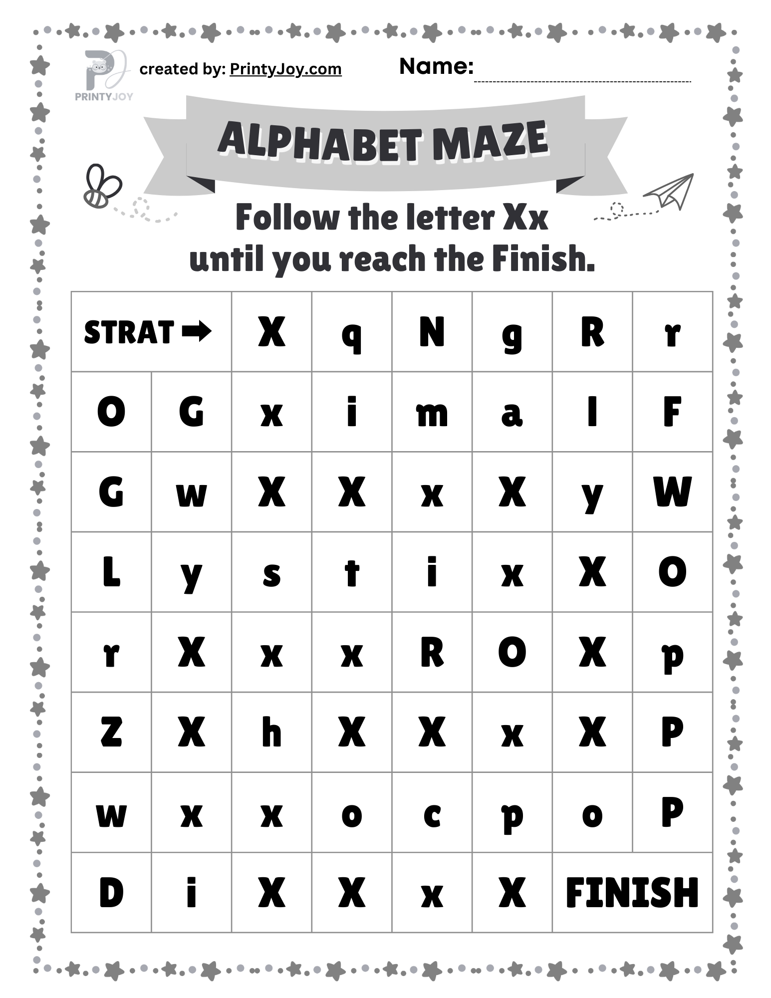 Alphabet Maze Worksheets For Kids Free Printables