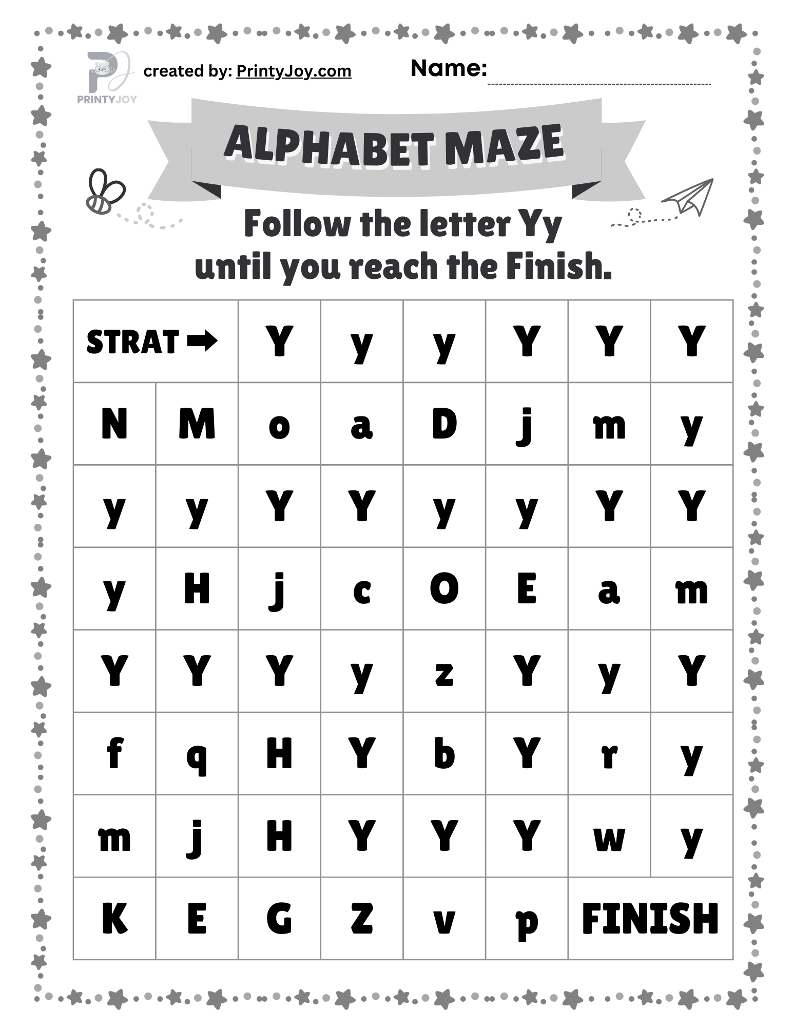 Alphabet Maze Worksheets For Kids Free Printables