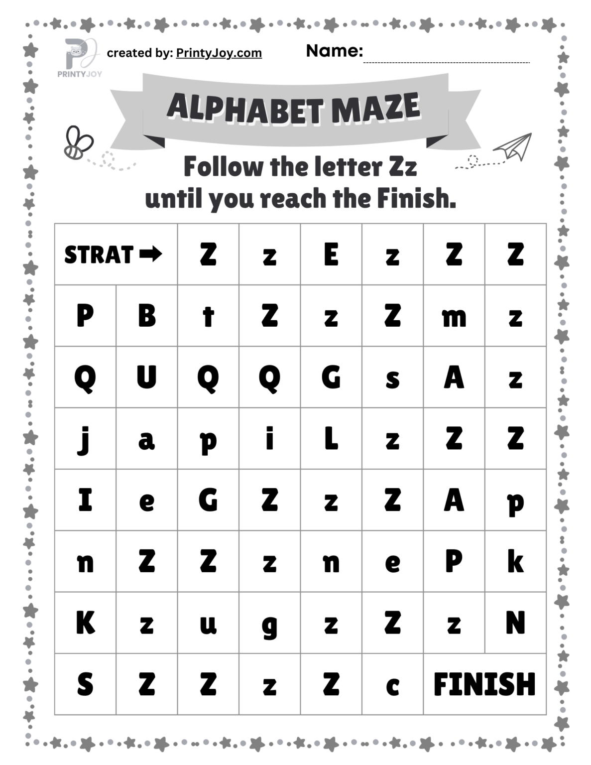 Alphabet Maze Worksheets For Kids Free Printables