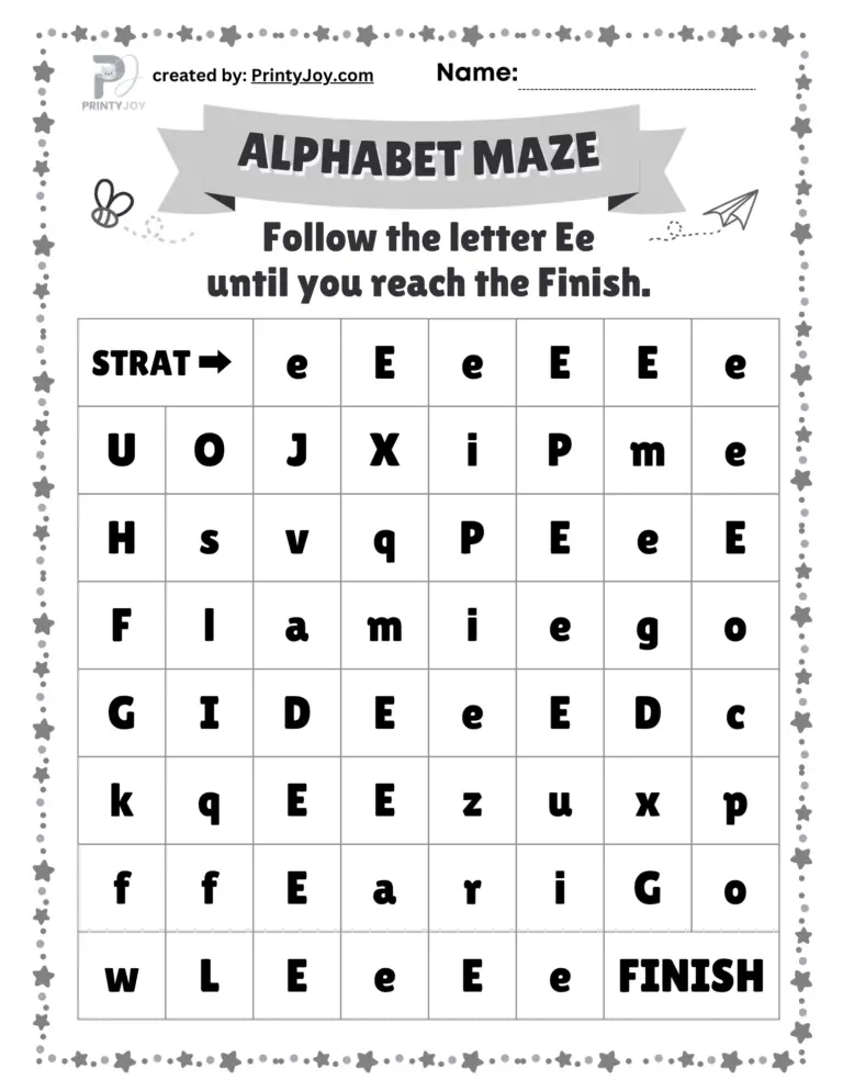 Alphabet Maze Worksheets For Kids Free Printables