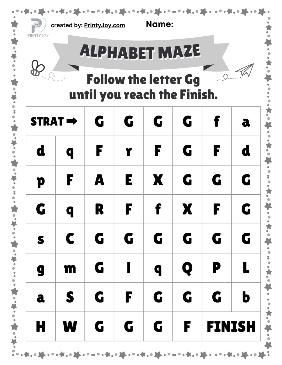 Alphabet Maze Worksheets For Kids Free Printables