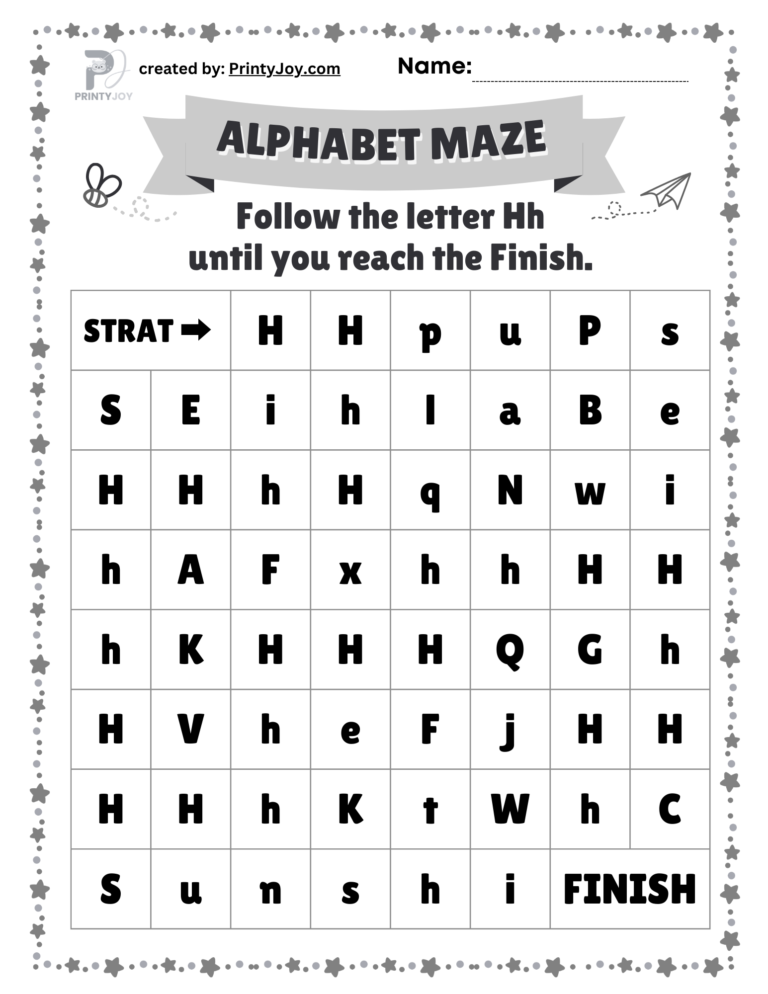 Alphabet Maze Worksheets For Kids Free Printables