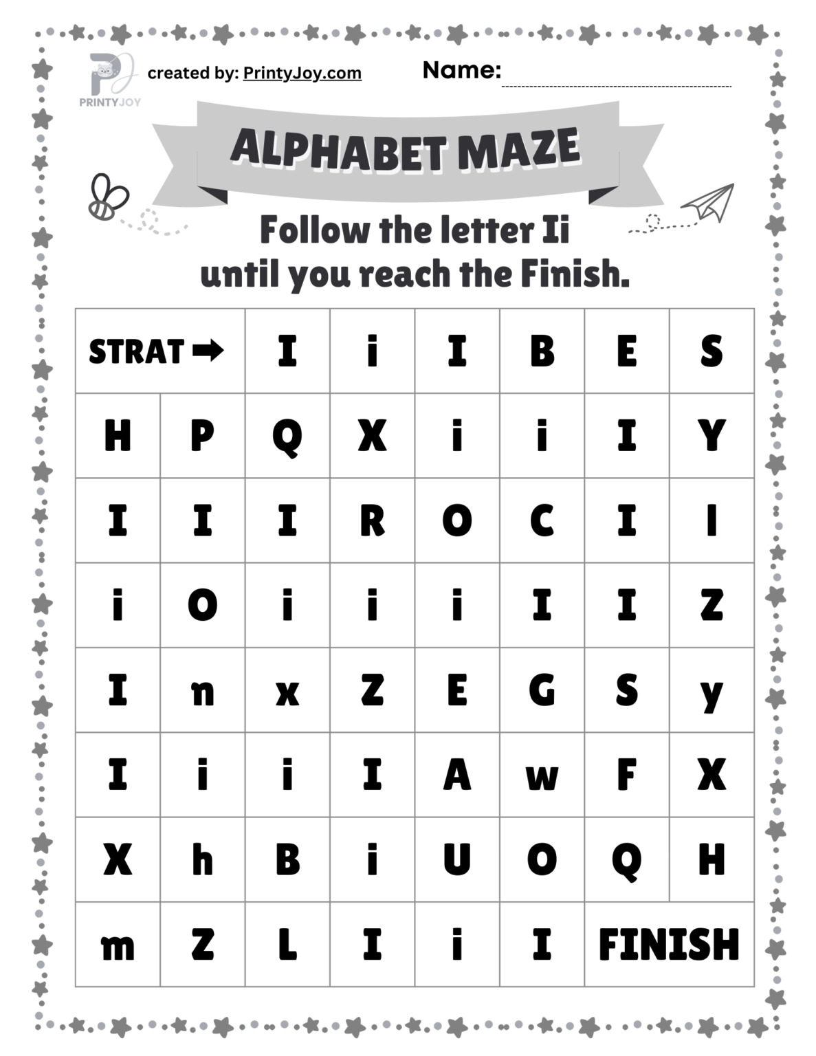 Alphabet Maze Worksheets For Kids Free Printables