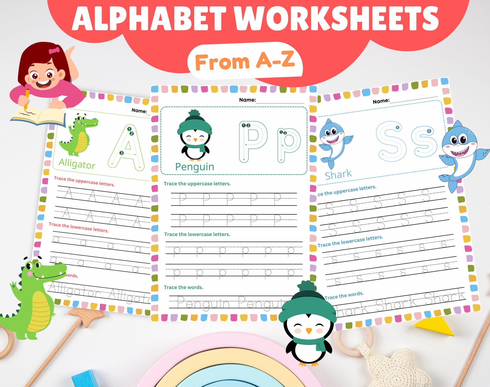 Alphabet Tracing Worksheets A-Z PDF