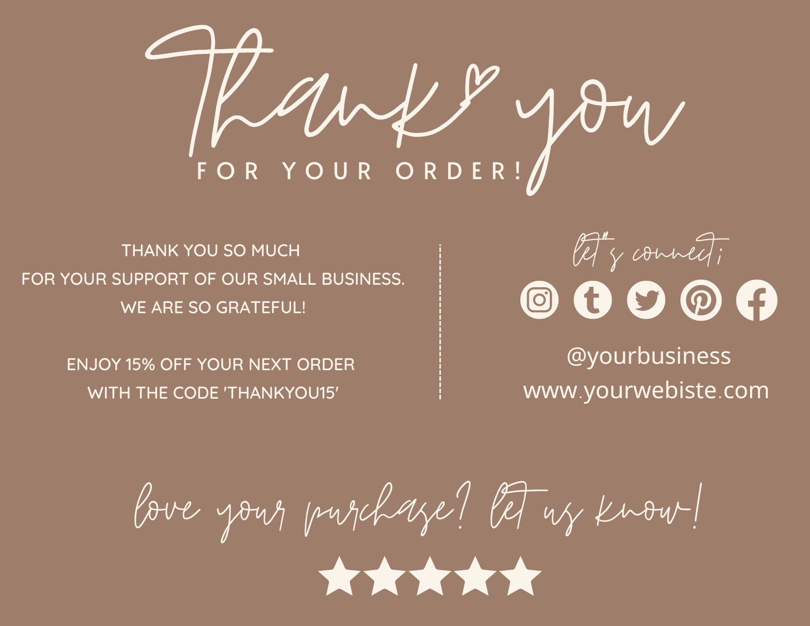 Thank You For Your Purchase Card Template Free