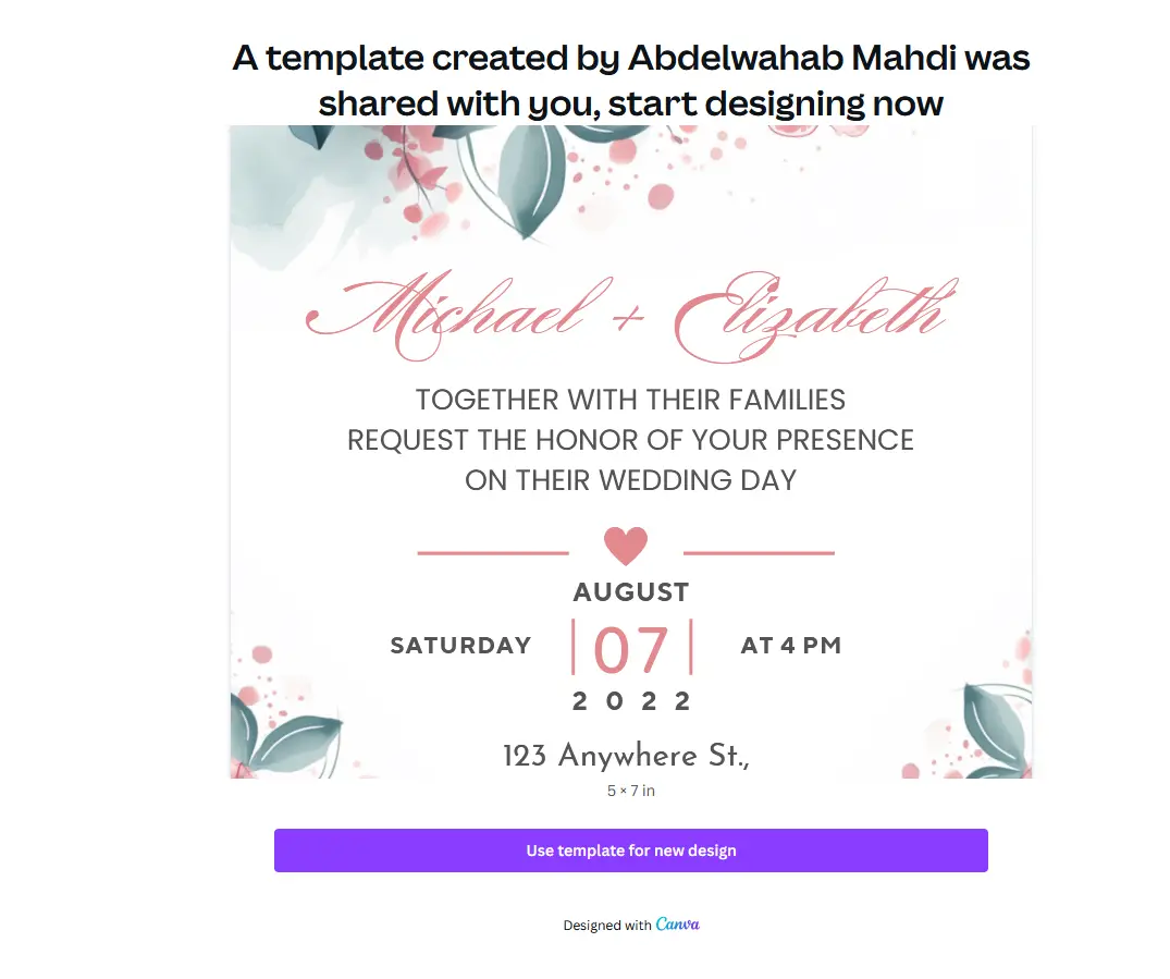 Red Floral Wedding Invitation Free