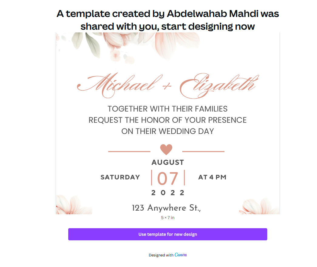 Canva Wedding Invitation Template Free