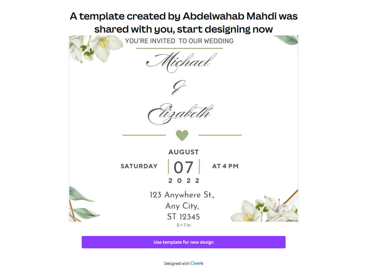 Wedding Invitation Template Free Editable