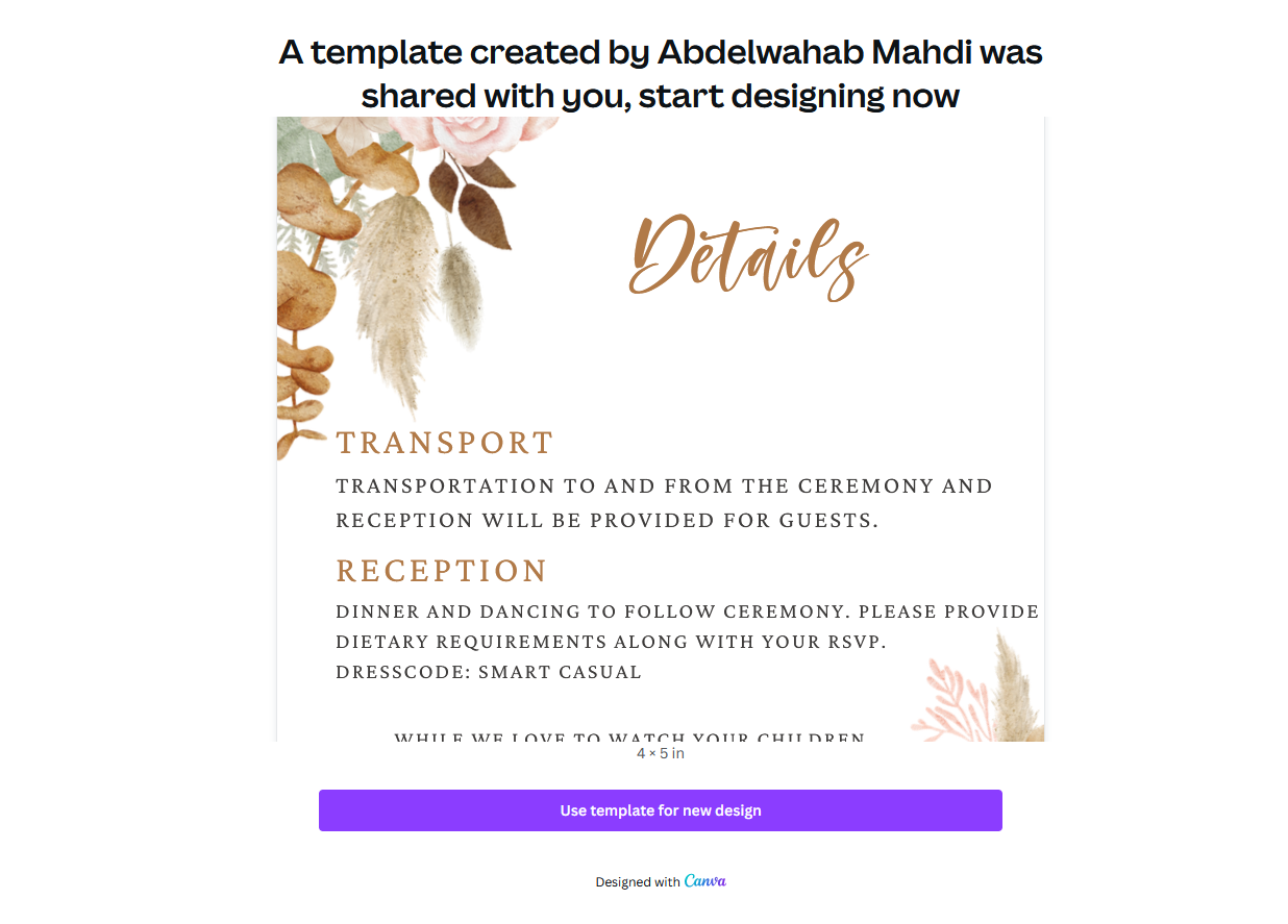 Free Wedding Invite Details Card