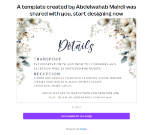 Wedding Information Card Template Free