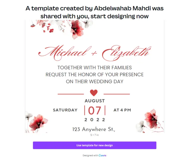 Red Floral Wedding Invitation Card Design