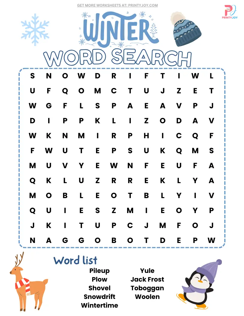 Winter Word Search Puzzles Free Printable Winter Word Search Puzzles Free Printable